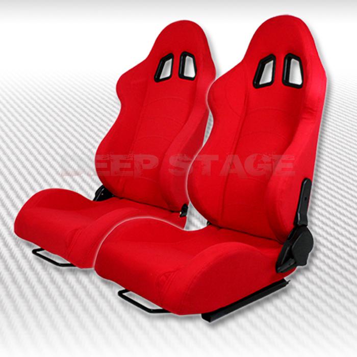 Sell RED WOVEN FABRIC CANVAS FULL RECLINABLE TYPE-F1 STYLE RACING SEATS ...