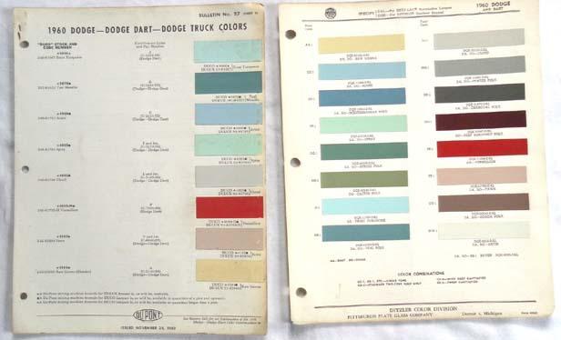 Purchase 1960 DODGE DUPONT PPG COLOR PAINT CHIP CHARTS ALL MODELS ...