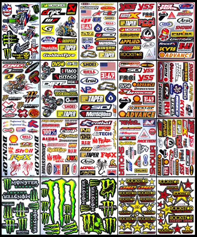 Purchase 20sheets Super Big Bike Motorcycle Motocross Racing Sticker ...