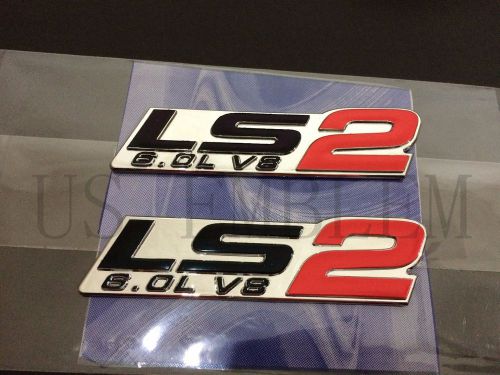 Buy CHEVROLET LS2 6.0L V8 ENGINE EMBLEMS BADGE CHROME SILVER RED -PAIR ...