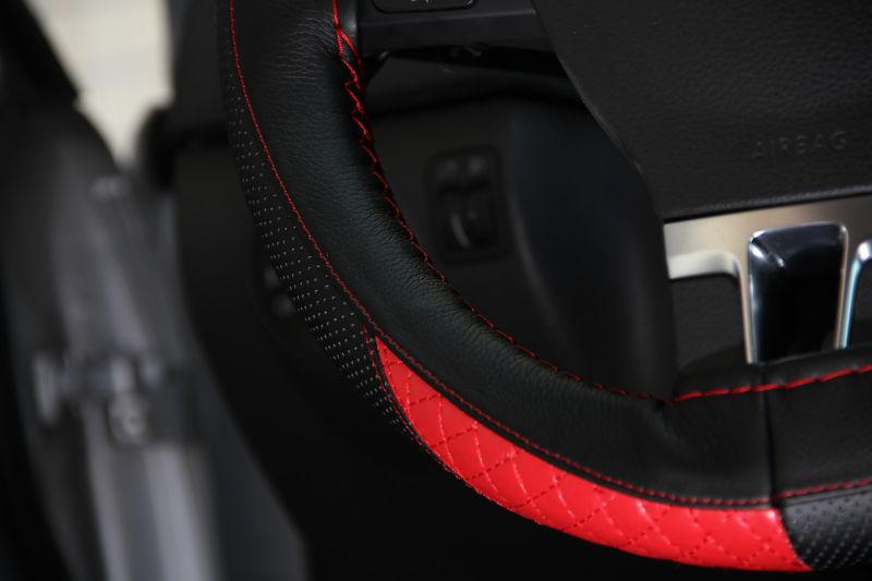 Buy CHEVY DODGE BLACK+RED THREAD PVC LEATHER STEERING WHEEL COVER ...