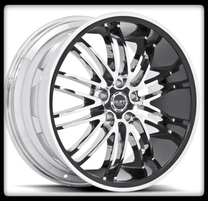 Find 20" X 10" & 20 X 8.5" RUFF RACING R941 CHROME W/ BLACK STAGGERED ...