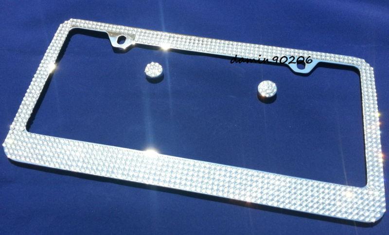 Find 2 X Clear Crystals Diamond Metal License Plate Frame Rhinestone ...