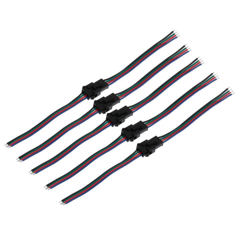 Sell Black New 5Set 4 PIN RGB Connector Cable For 3528 5050 SMD LED ...