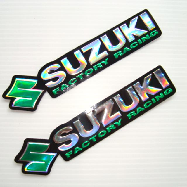 Sell 2PC. SUZUKI FACTORY RACING GREEN STICKER DIE-CUT FOIL EMBOSS ...
