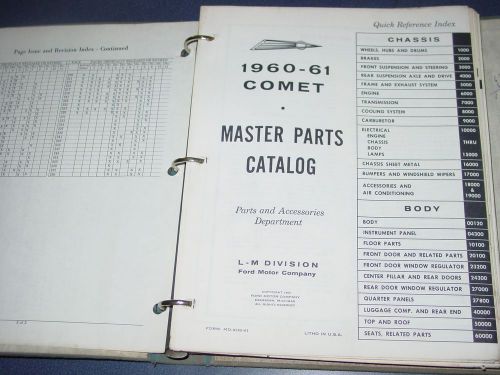 Buy 1960 1961 Mercury Comet Master Parts Catalog in Clinton ...