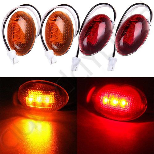Buy 4pc Ford F350 F-Series LED Fender Bed Side Marker Lights Amber Red ...